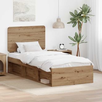 vidaXL Vidaxl Struttura Del Letto Con Testiera Rovere Artigianale 90 X 190 Cm