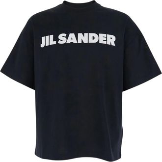 Jil Sander Homme, Tops, Noir, Taille: S T-shirt ras du cou avec logo imprim&eacute;