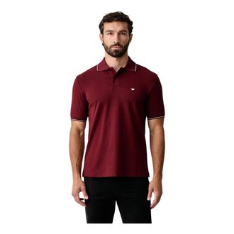 Emporio Armani Polo stretch piqu&eacute; coupe ajust&eacute;e avec micro aigle - Homme - Tops - Rouge - Taille: M