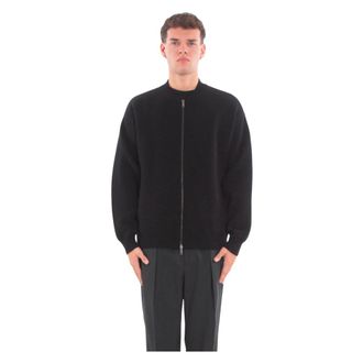 Daniele Fiesoli Homme, Pulls, Noir, Taille: M Blouson Bomber Zipp&eacute; en M&eacute;rinos Cachemire