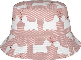 Generic Unisex Chapeau de Pêcheur Motifs de Chiens Westie Chapeaux de Soleil de Plage Casual Bobs Femme pour Sports Outdoor Camping