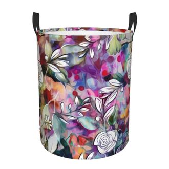 Generic Winterblume Korb W&auml;sche Rund W&auml;schesammler Wasserdichter W&auml;schebeh&auml;lter F&uuml;r Badezimmer W&auml;schesack Lagerung