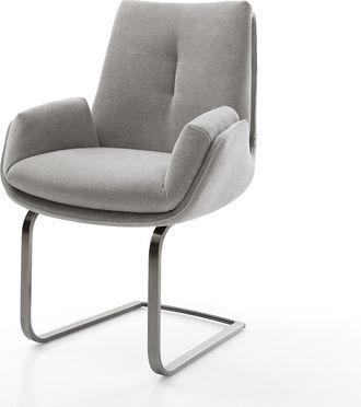 DELIFE Freischwinger Clea-Flex Strukturstoff Soft Grau Freischwinger flach Graphit, Esszimmerst&uuml;hle