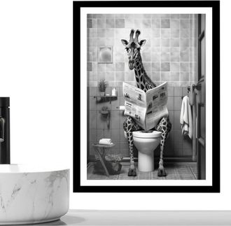 Generico Wandkunst f&uuml;r das Badezimmer mit Giraffen, lustige und schwarze Folien, Dekoration mit Giraffe, Zeitung, f&uuml;r Zuhause, Hotel, Wohnung