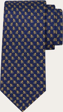 Ferragamo Herren Seidenkrawatte mit Gecko-Print Blau