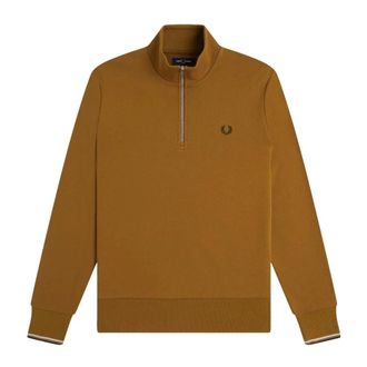 Fred Perry Half-Zip-Sweatshirt - - Sweatshirts & Hoodies - Herren - Braun - L