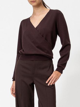 Twinset Cropped-Pullover aus Viskosemischung mit V-Ausschnitt und Rippb&uuml;ndchen