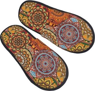 Generic Chaussons Femme Homme Fleurs De Mandala Chaussons Confort Doublées En Peluche Pantoufles Pour Invités, Pour Hommes, Intérieur Extérieur, Mariage, M