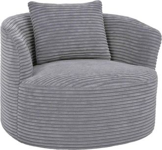 Hhg [NEUWERTIG] Sessel HHG-663, Loungesessel Relaxsessel Polstersessel Cocktailsessel, Stoff/Textil Cord (370g/m&sup2;) hellgrau