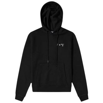 Off-white Schwarzer Hoodie Mit Cremefarbenem, Einfarbigem Pfeillogo Auf Der R&uuml;ckseite
