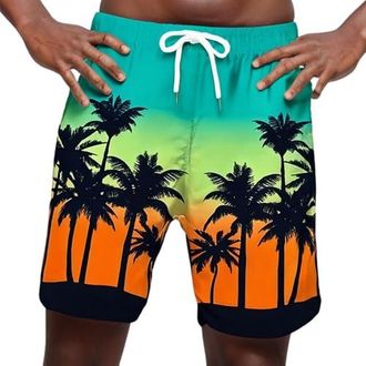 Generic Short de bain pour homme, v&ecirc;tement de plage &eacute;l&eacute;gant avec imprim&eacute; arbre pour tenues d&eacute;t&eacute; d&eacute;contract&eacute;es, coupe confortable pour les activit&eacute;s de plage, 