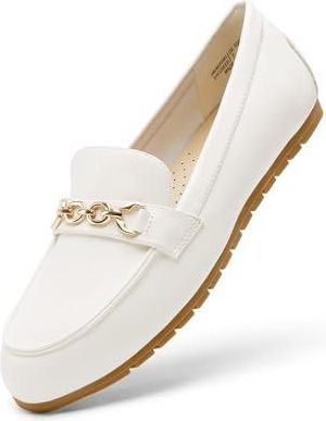 Dream Pairs Mocassins Femme Confortables à Enfiler, Chaussures Plates Décontractées Légères pour Travail, Marche, Voyage et Loisirs,Size 43,Blanc,DWUMSP2501