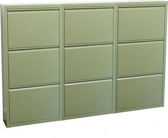 ebuy24 Pisa Schuhschrank mit Klappen/Türen in Metall grün (150x106x16 cm)