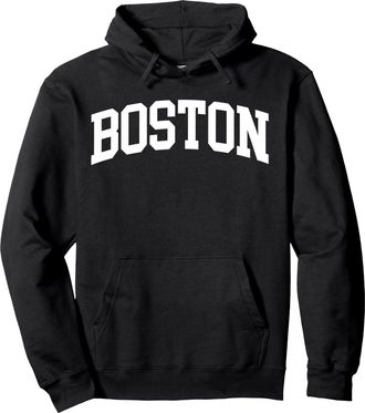 Trendy Apparel Bosten Massachusetts White Collegiate Text Pullover Hoodie