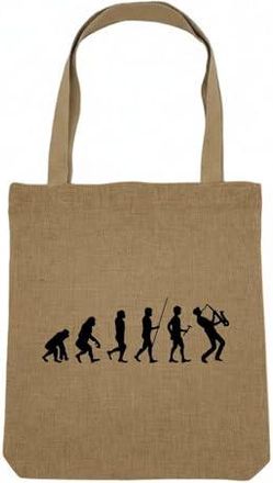 Fabulous Sac Shopping Tote Bag Aspect Lin - Evolution Saxophone Jazz Musique Instrument Musicien - Sac de Courses Toile Epaisse 360g Beige Naturel Cabas Port&eacute; 