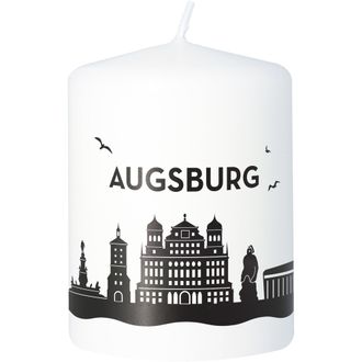 Goodtimes Stumpenkerze Augsburg Skyline (Weiß)