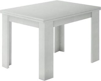 Dmora Ausziehbarer Tisch Otto, zusätzliche Küchenkonsole, ausziehbarer Tisch, 100 % Made in Italy, 90 x 90 x 75 cm, glänzend weiße Lärche