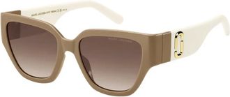 Marc Jacobs Femme, Accessoires, Beige, Taille: 54 MM Lunettes de soleil rectangulaires avec monture beige