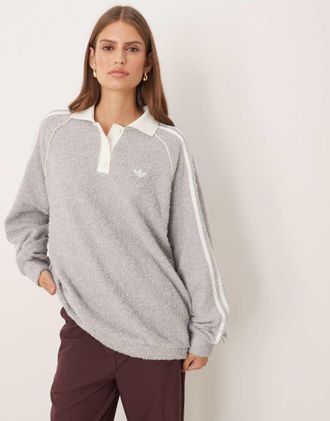 adidas Originals Polo oversize en maille - Gris