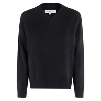 Maison Kitsun&eacute; Merino Wool Comfort V-Ausschnitt Pullover - - Knitwear - Damen - Schwarzk - XS