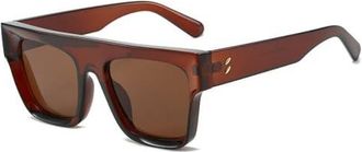 Generic Lunettes de soleil carrées tendance pour femmes de luxe rétro hommes tendance bleu violet beige lunettes de soleil nuances UV400, marron, Taille uniqu