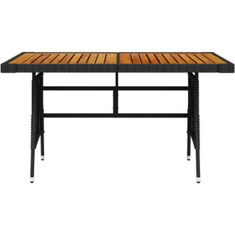 Les Tendances Les Tendances - inlife Table de jardin Noir 130x70x72 cm R&eacute;sine tress&eacute;e et acacia