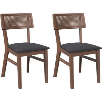 vidaXL Vidaxl - Chaises &agrave; manger coussins 2 pcs marron bois massif caoutchouc