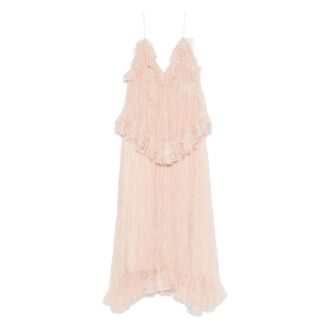 Alberta Ferretti Femme, Robes, Rose, Taille: 36 FR Robe &agrave; Volants en Dentelle avec Col en V
