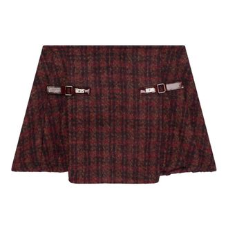 GCDS Tweed Woll Falten Minirock - - Skirts - Damen - Rot - XL