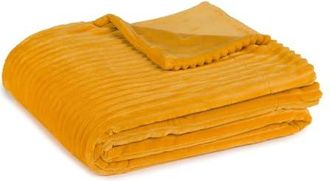 Gözze Couverture douce et moelleuse, aspect Velours côtelé, 1620g/Stück, 150 x 200 cm - Jaune moutarde