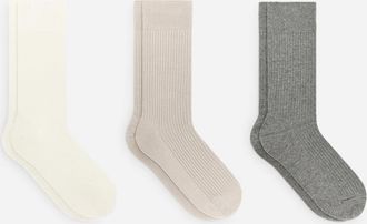 Arket Gerippte Socken Aus Supima-Baumwolle 3er-Pack -Beige