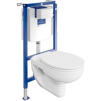 Domino Villeroy&boch wc Set mit Vorwandelement, Wand-WC und Sp&uuml;lknopf