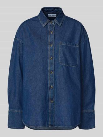 Review Oversized Jeansbluse mit Brusttasche