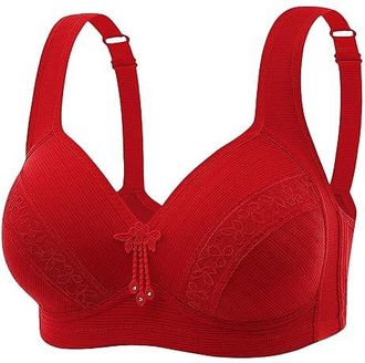 Generic 2026 Soutien-gorge sexy pour femme avec dentelle sur le devant et boucle imprim&eacute;e, sous-v&ecirc;tements sans jantes, gilet grande taille, Rouge, 70
