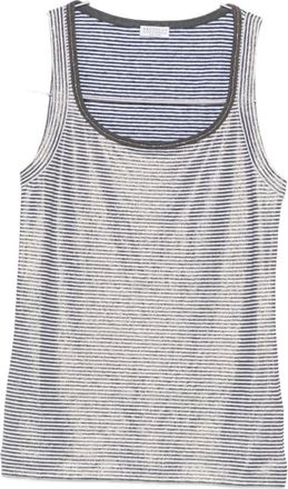 Brunello Cucinelli Femme, Tops, Bleu, Taille: 42 FR Linen Tank Top