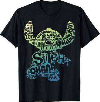 Disney Lilo & Stitch Textfüllung Stich Silhouette T-Shirt