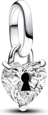 Pandora ME Schlüsselloch Herz Mini-Charm-Anhänger aus Sterling Silber mit Zirkonia, Kompatibel ME und Moments Armbändern, 793086C01