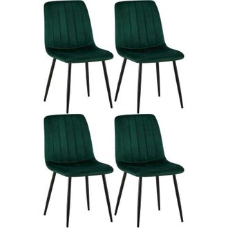 Clp Ensemble de 4 chaises de Dijon vertes, velours