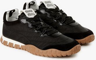 Miu Miu Baskets Tyre en tissu technique et cuir