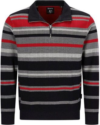 Hajo Sweatshirt Troyersweatshirt allover gestreift in l&auml;ngs verlaufenden Nadelzug