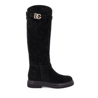 Dolce & Gabbana Femme, Chaussures, Noir, Taille: 36 EU Bottes Noires à Monogramme Métallique