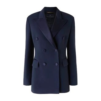 Ermanno Scervino Zweireihiger Blazer mit Satin-Revers - - Jackets - Damen - Blau - XS