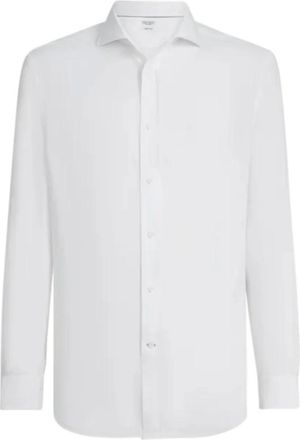 Brunello Cucinelli Homme, Chemises, Blanc, Taille: L Chemise en lin coupe d&eacute;contract&eacute;e avec col italien