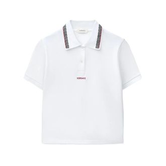 Versace Besticktes Baumwoll-Piqu&eacute;-Polo - - Tops - Damen - Wei&szlig; - XS