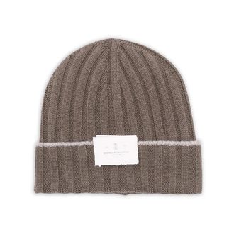 Brunello Cucinelli Kaschmir Rippstrick-M&uuml;tze - - Accessories - Herren - Braun - L