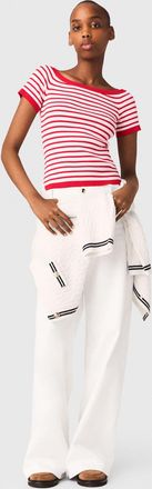 Maje Gestreiftes U-boot-top Aus Strick - Rot - Maje