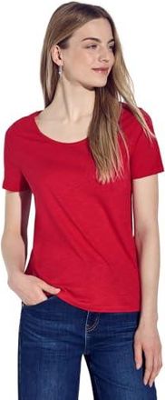 Street One T-Shirt Basique pour Femme de Couleur Unie, Glory Red, 36