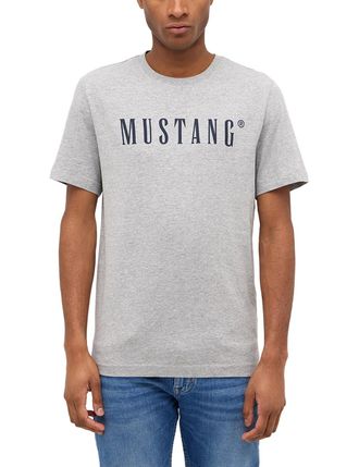 Mustang Jeans Herren T-Shirt Austin - Regular Fit S-3XL Weiss Schwarz Gün Beige Rot Grau Baumwolle, Größe:6XL, Farbe:Mid Grey Mélange 4140