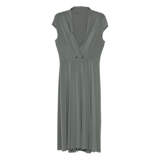 Alberta Ferretti Kleid mit V-Ausschnitt und Falten - - Dresses - Damen - Gr&uuml;n - M