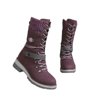 Generic JJDFW Bottes pelucheuses de couleur unie avec semelle souple &agrave; talon &eacute;pais et doublure en polaire antid&eacute;rapante pour lhiver, violet, 39 1/3 EU